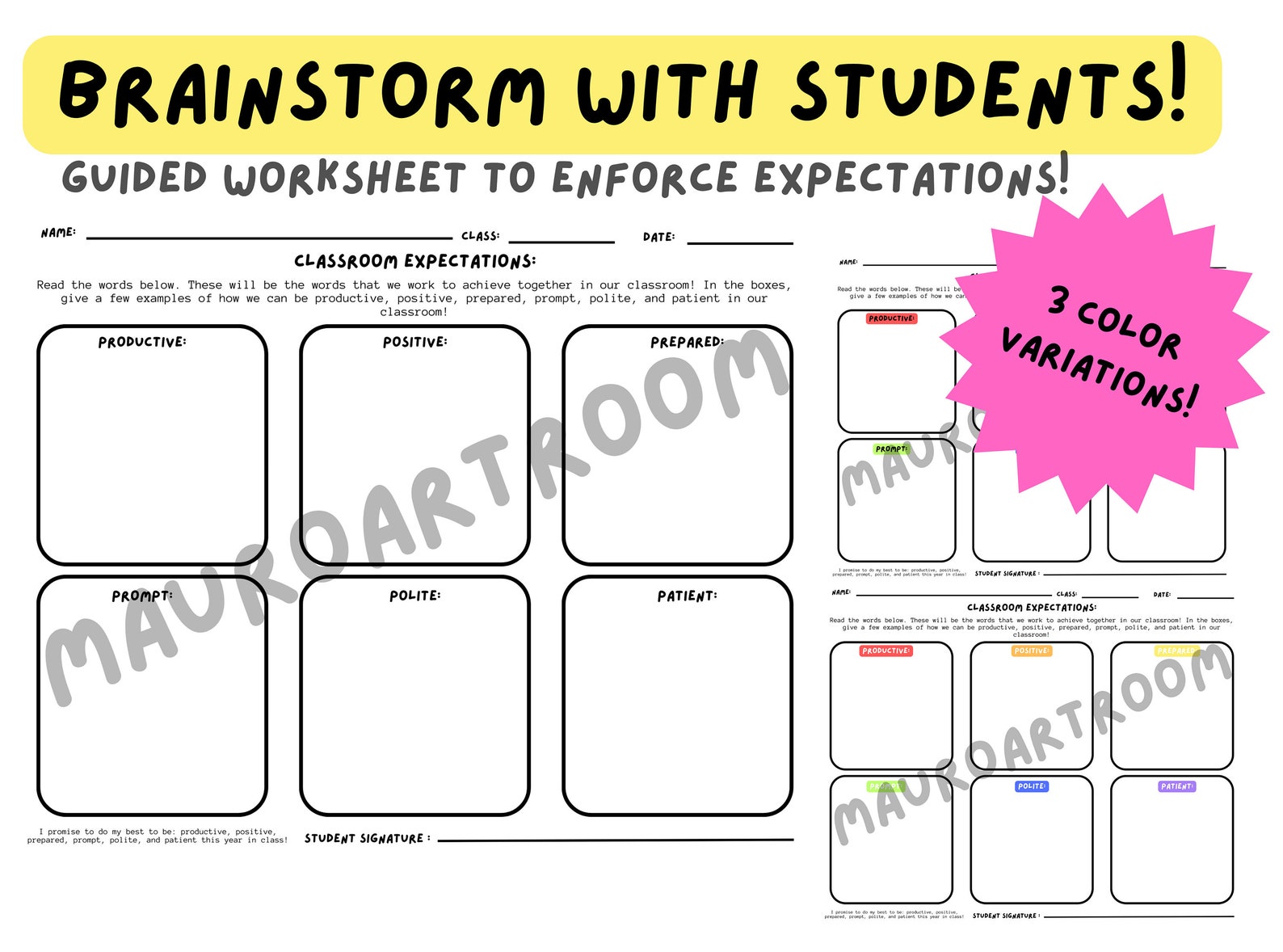 Classroom Expectations Poster Set - Mauroartroom - Etsy