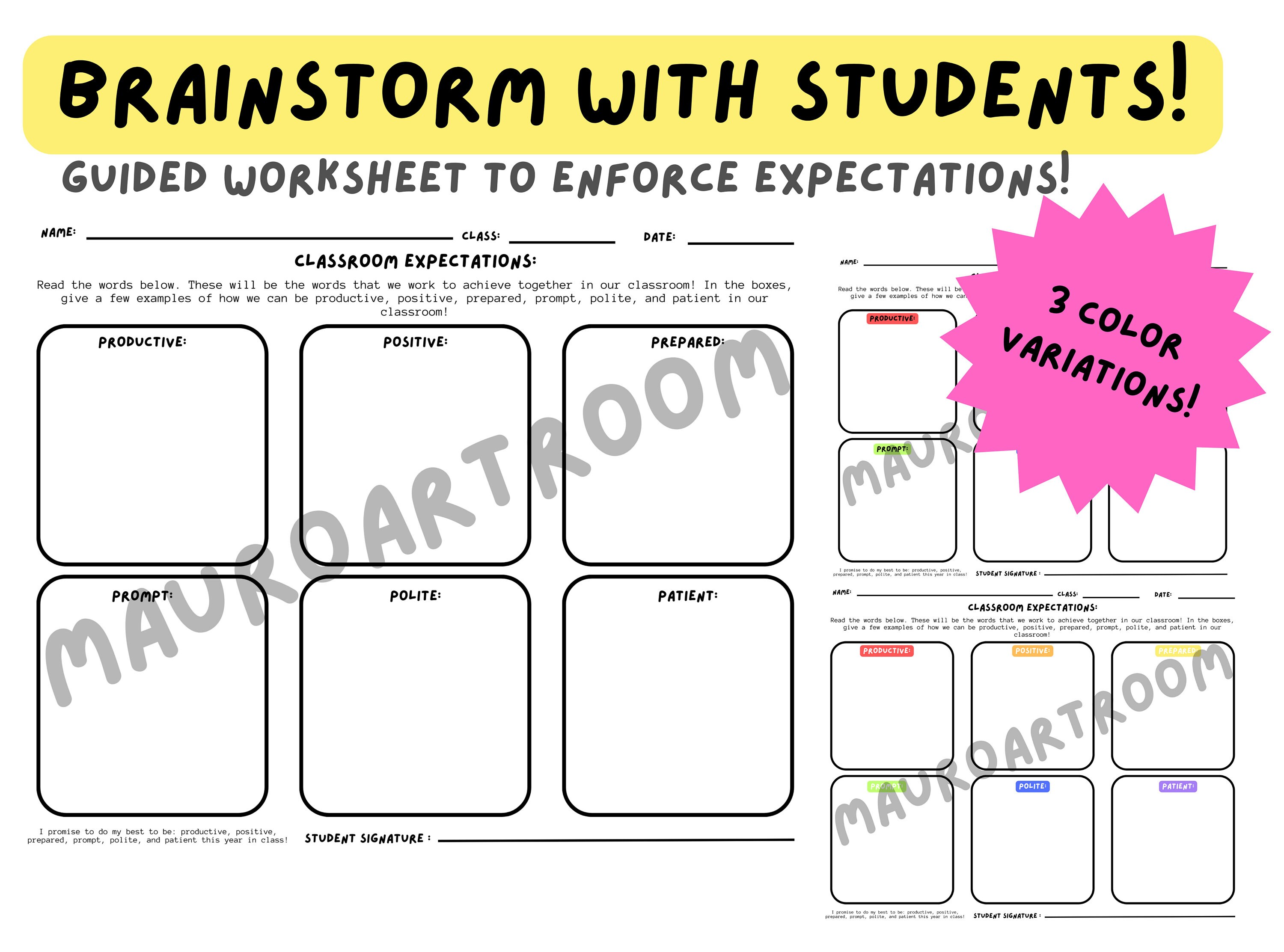 Classroom Expectations Poster Set - Mauroartroom - Etsy