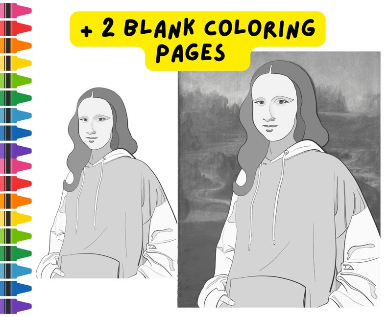 Mona Lisa School Spirit Posters + Coloring Page Bundle Mauroartroom - Etsy