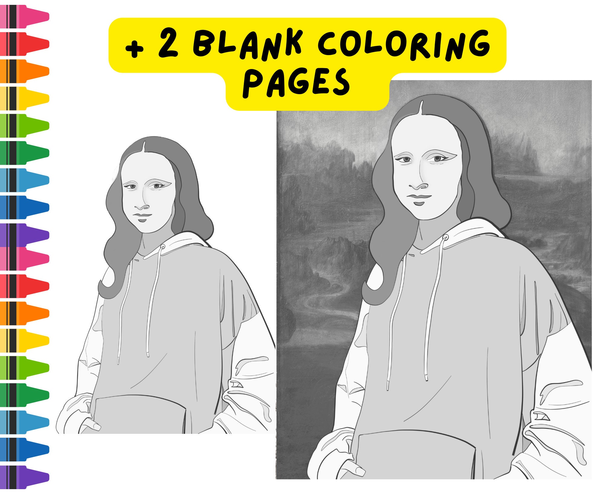 Mona Lisa School Spirit Posters + Coloring Page Bundle Mauroartroom - Etsy