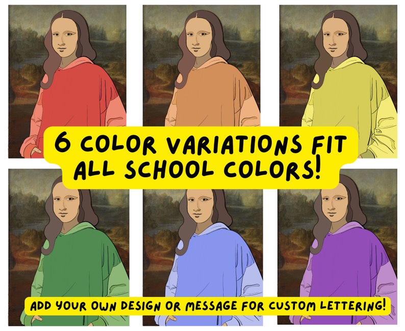 Mona Lisa School Spirit Posters + Coloring Page Bundle Mauroartroom - Etsy