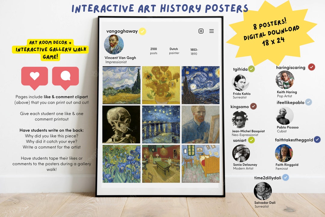 Famous Artist Instagram Posters - Art History Classroom Decor and ...
