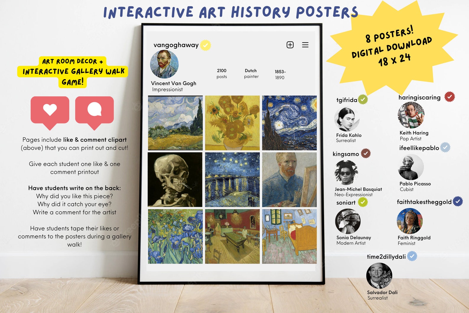 Famous Artist Instagram Posters - Art History Classroom Decor and ...