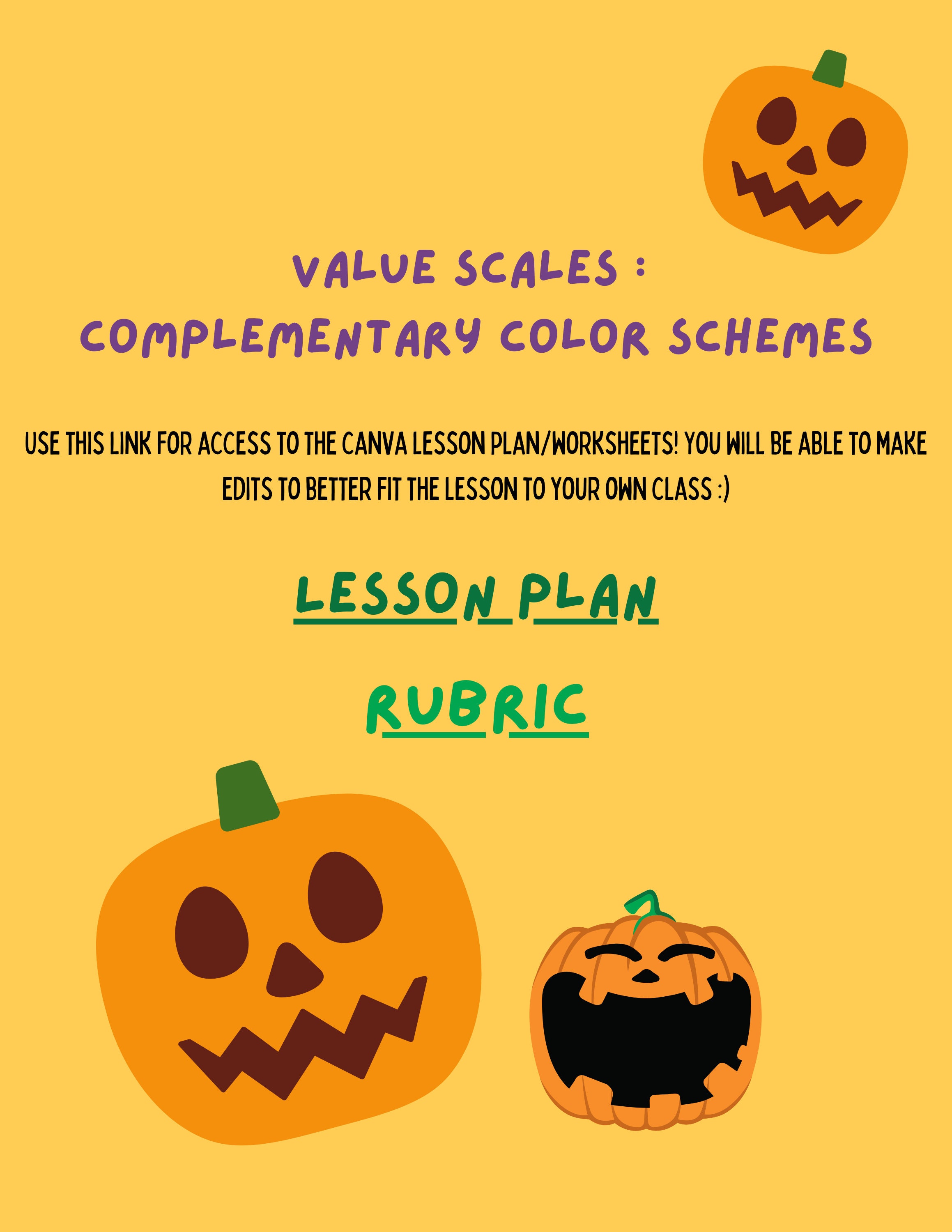 Color Theory Art Lesson Complementary Jack-o-lantern - Etsy