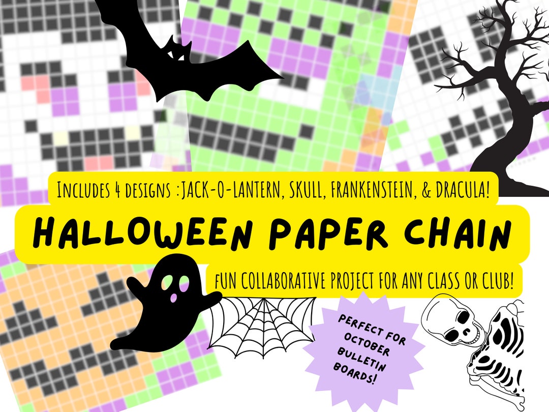 Paper Chain Bulletin Board/collaborative Mural | Halloween Add on ...