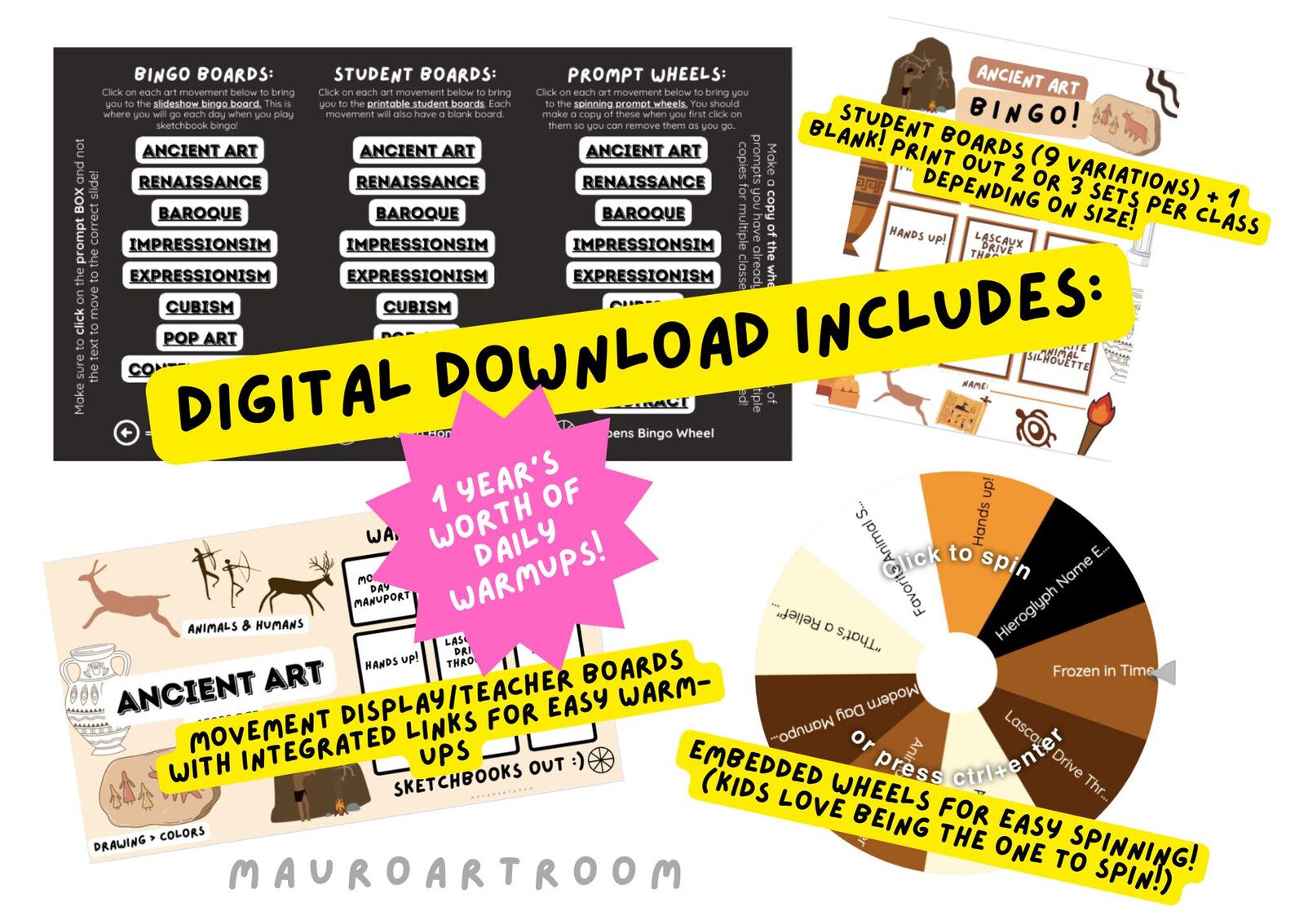 Art History Sketchbook Bingo Warm-up Bundle - Mauroartroom - Etsy