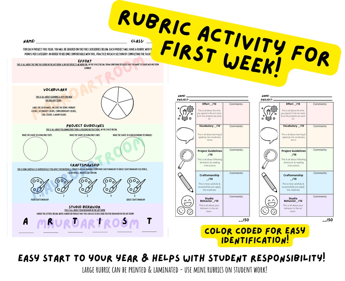 Art Classroom Rubric Bundle rubric Mini Rubric & Rubric - Etsy