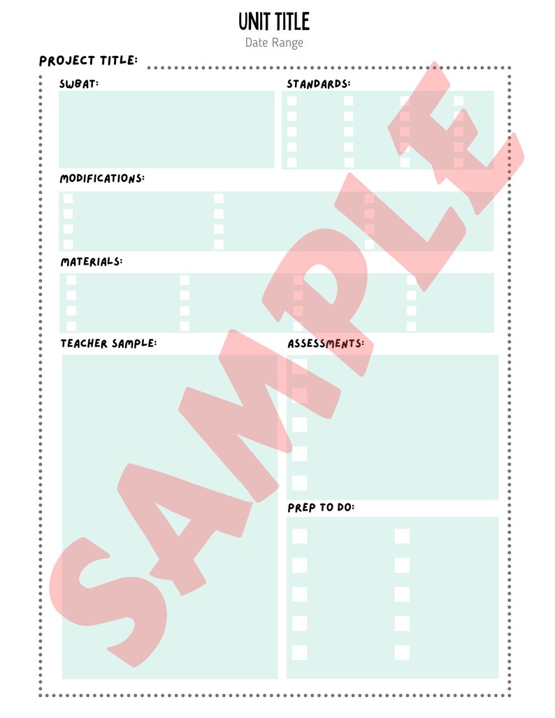 Digital Download Unit Planner art & General Ed Teacher - Etsy