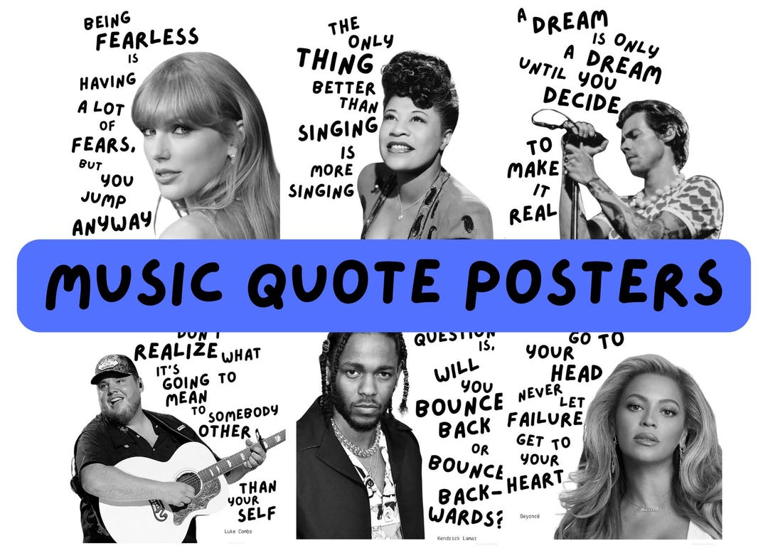 Famous Music Quote Poster Pack (6) - Etsy