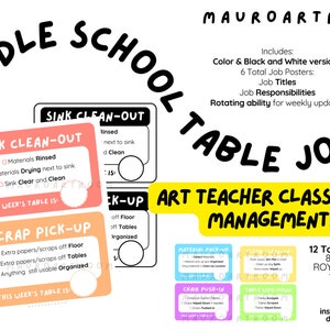 Middle School Art Room Student Jobs - Art Teacher Classroom Management ...