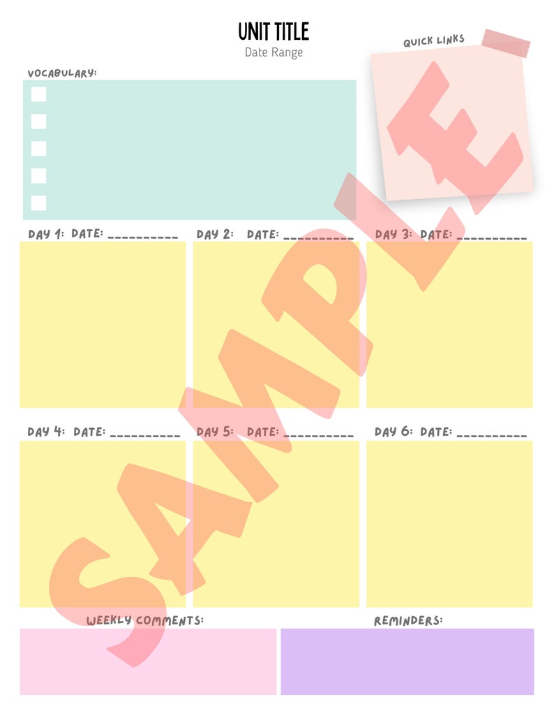 Digital Download Unit Planner art & General Ed Teacher - Etsy