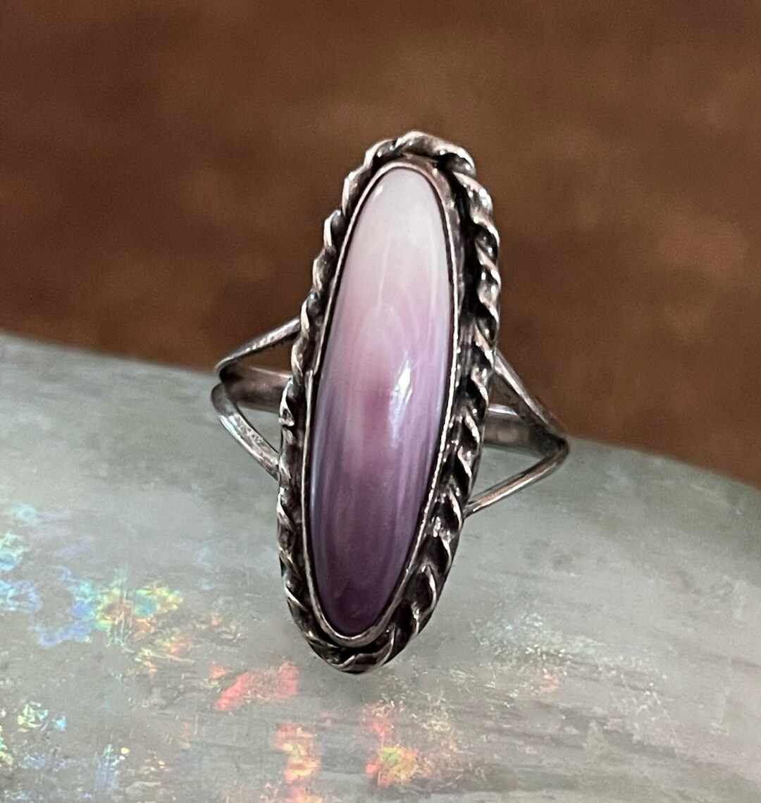 Vintage Sterling Silver & Quahog Wampum Purple Shell Ring, Size 4.5 - Etsy