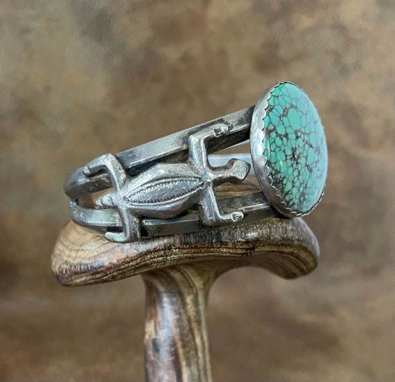 OUTSTANDING Vintage Navajo Tufa Cast Signed Sterling … - Gem