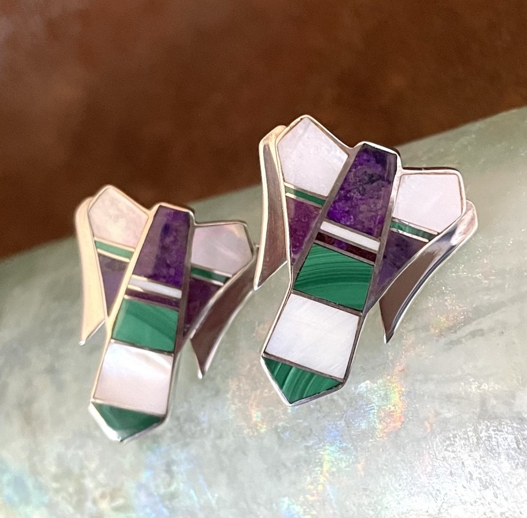 Vintage Ray Tracey Knifewing Segura Sterling Silver, Malachite, Mother ...