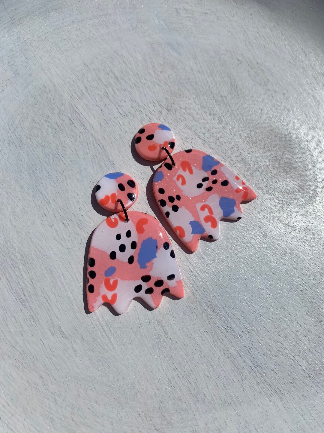 SALE Candy Crush - Large Dangle Resin Earrings. Glittery Fluro Pink ...