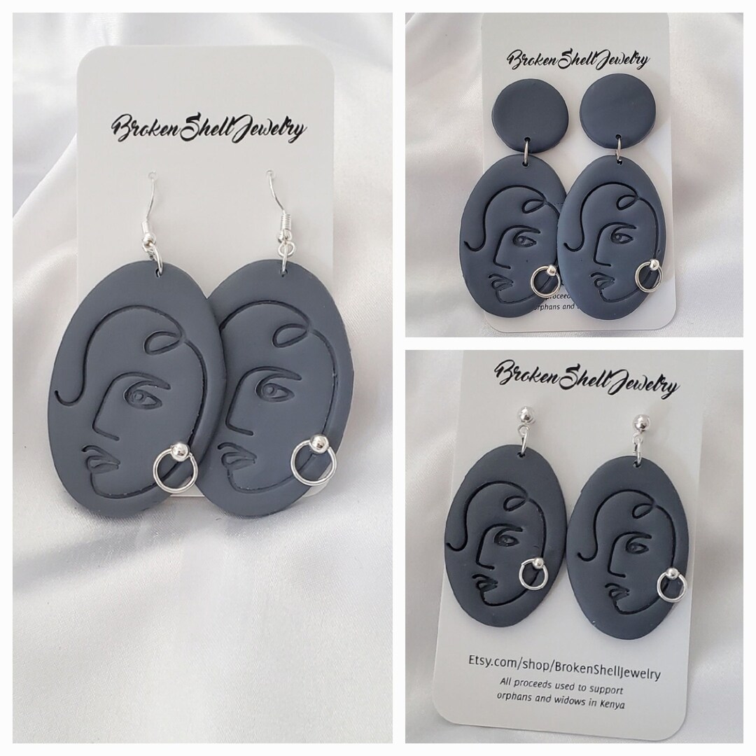 Abstract Face Earrings, Clay Earrings - Etsy