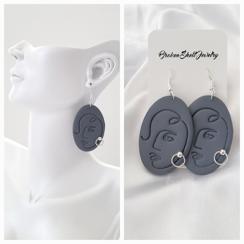 Abstract Face Earrings, Clay Earrings - Etsy