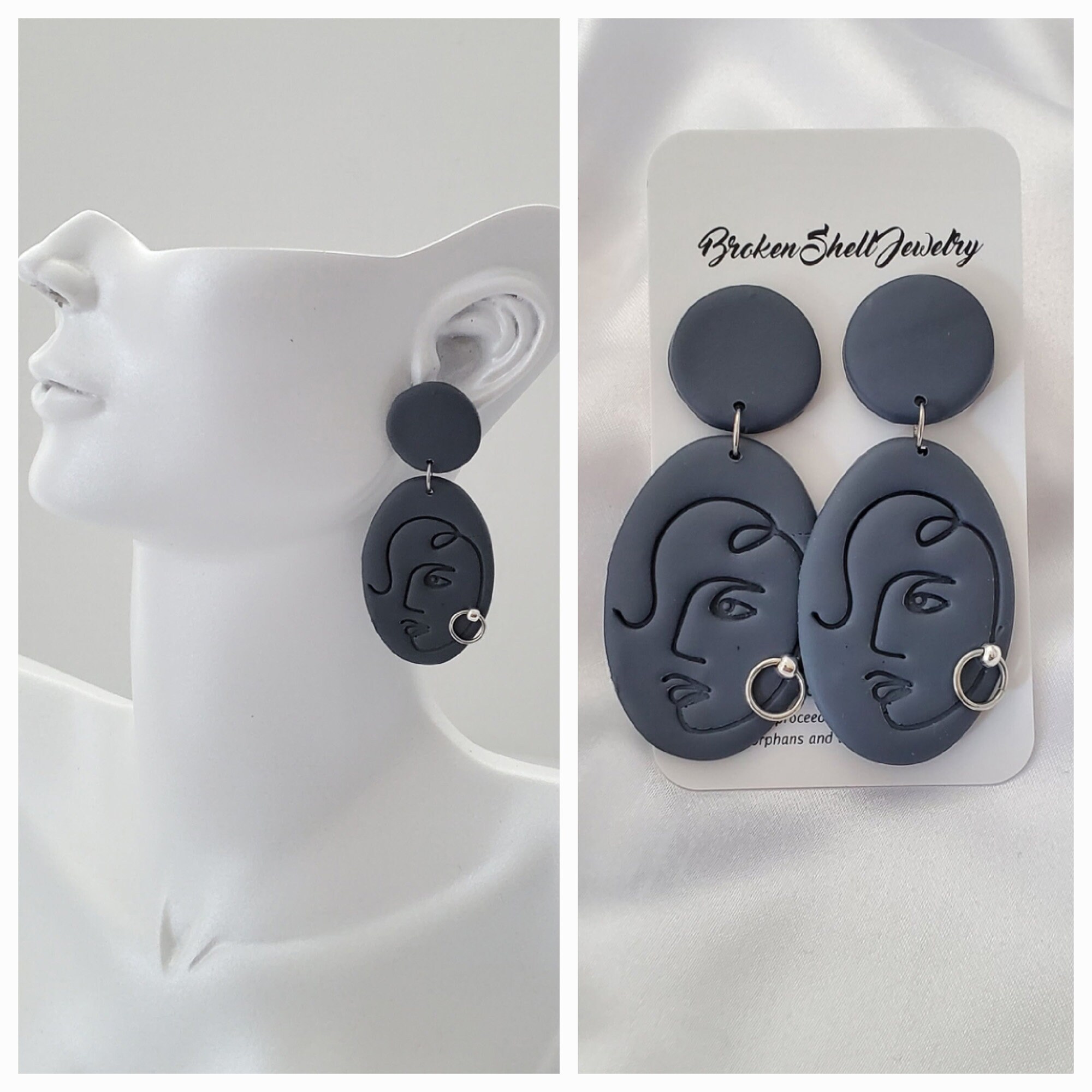 Abstract Face Earrings, Clay Earrings - Etsy