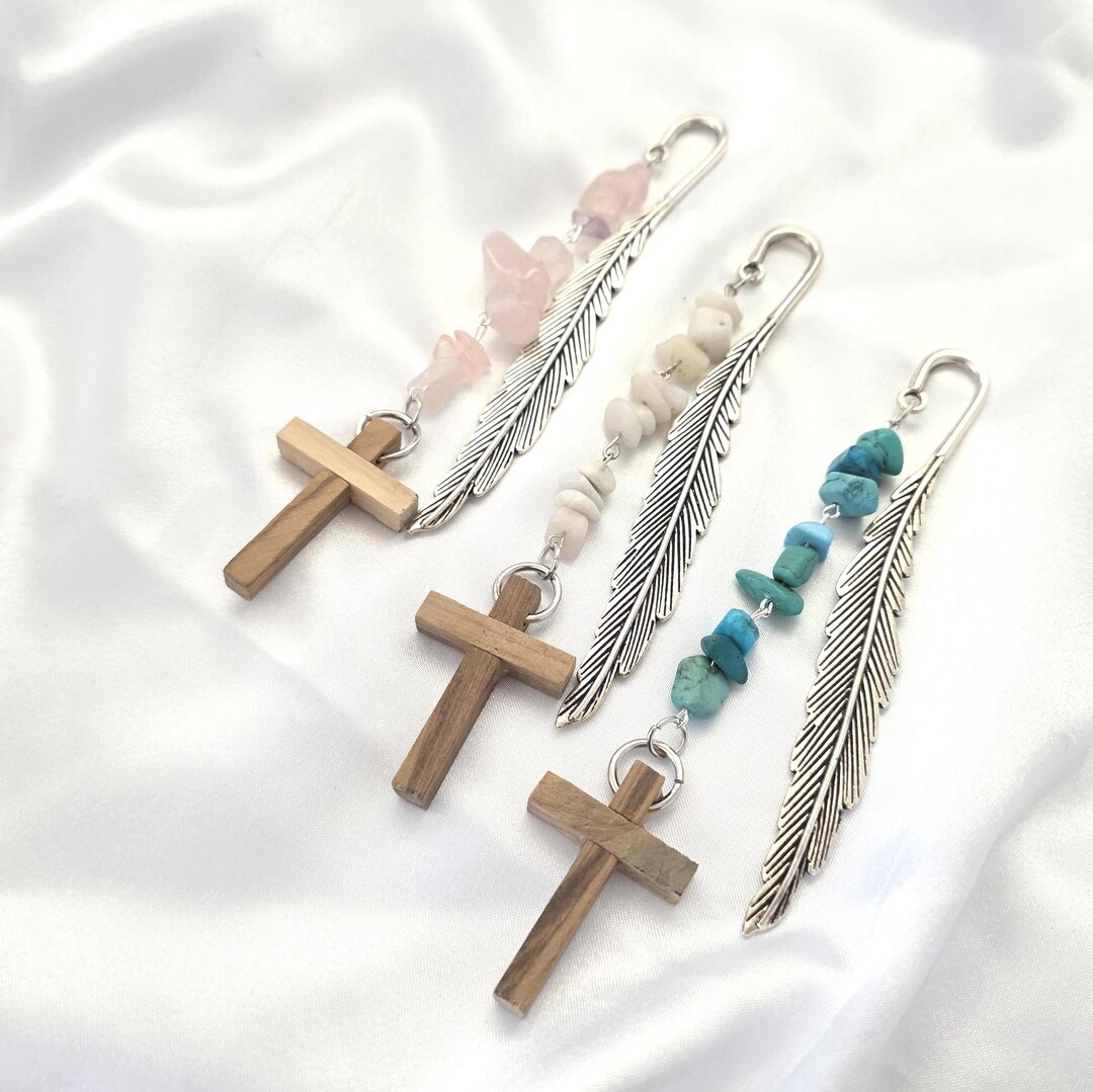 Shepherd's Hook Bookmark, Handmade, Metal, Christian, Cross, Gemstone ...