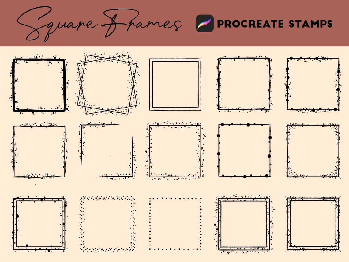 15 Square Frames Procreate Stamps Square Frames Bundle - Etsy