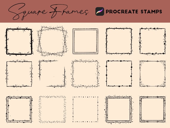 15 Square Frames Procreate Stamps Square Frames Bundle | Etsy
