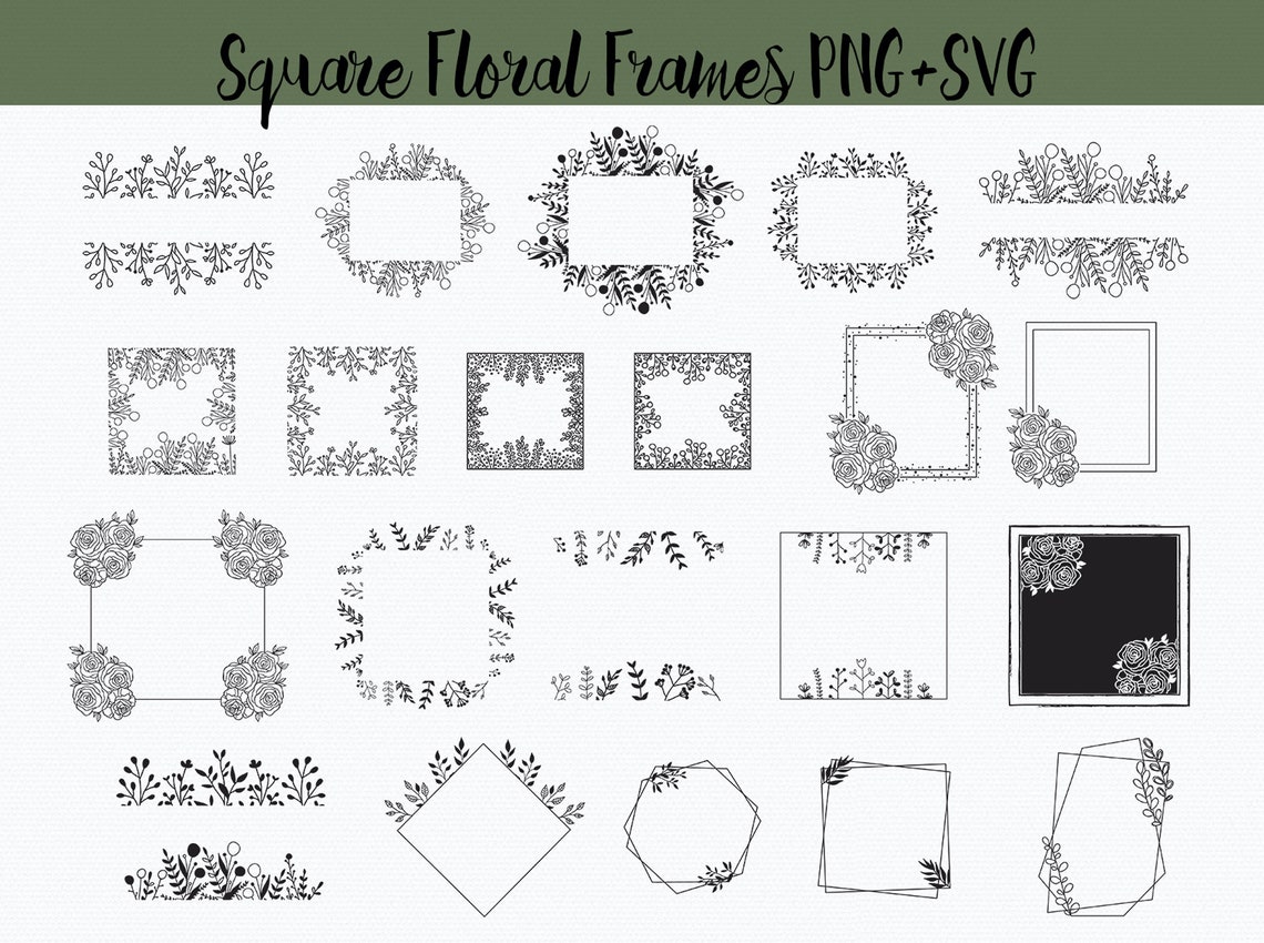 Square Frames Bundle Svg | Frame Bundle Svg | Square Floral Frames Svg ...