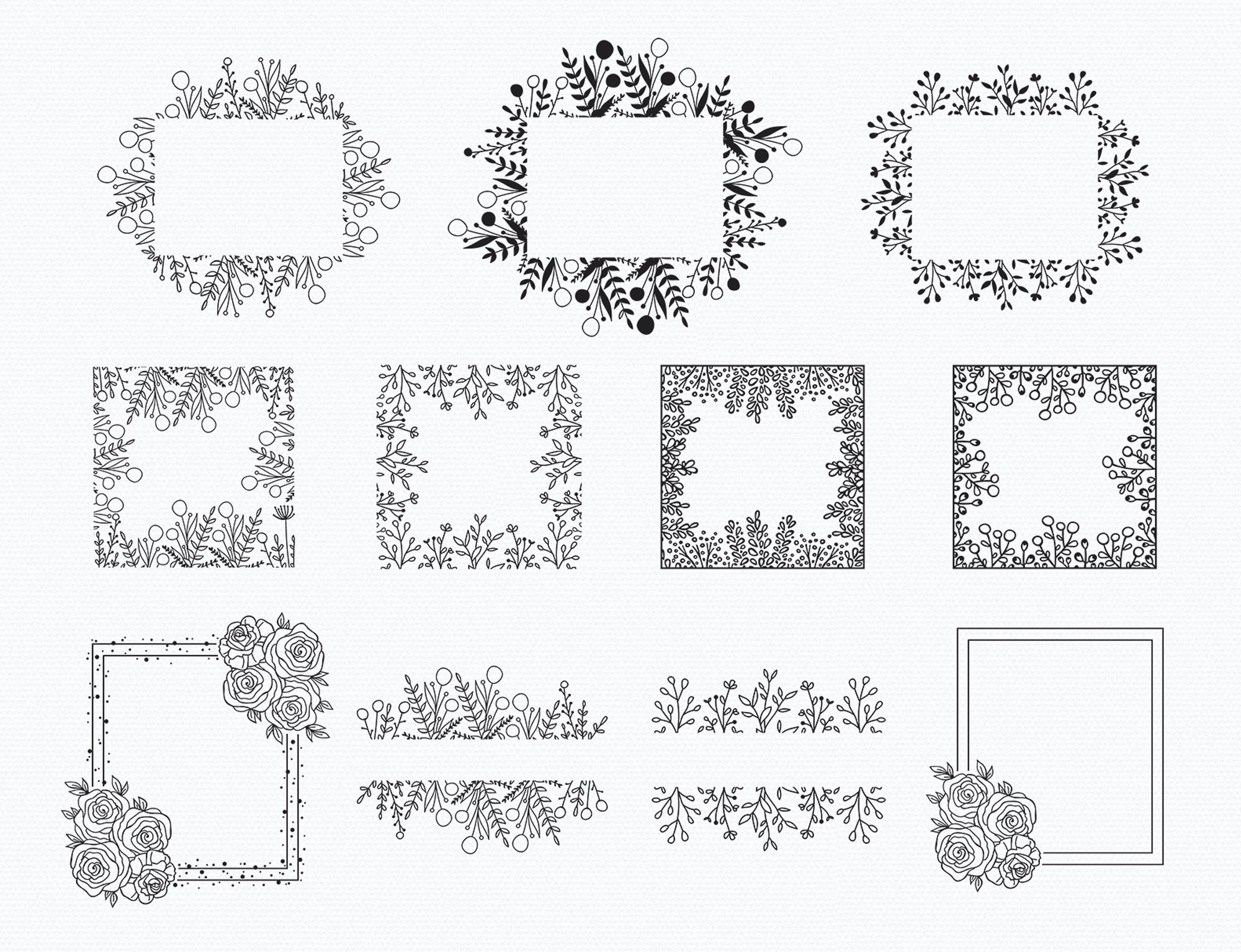 Square Frames Bundle Svg | Frame Bundle Svg | Square Floral Frames Svg ...