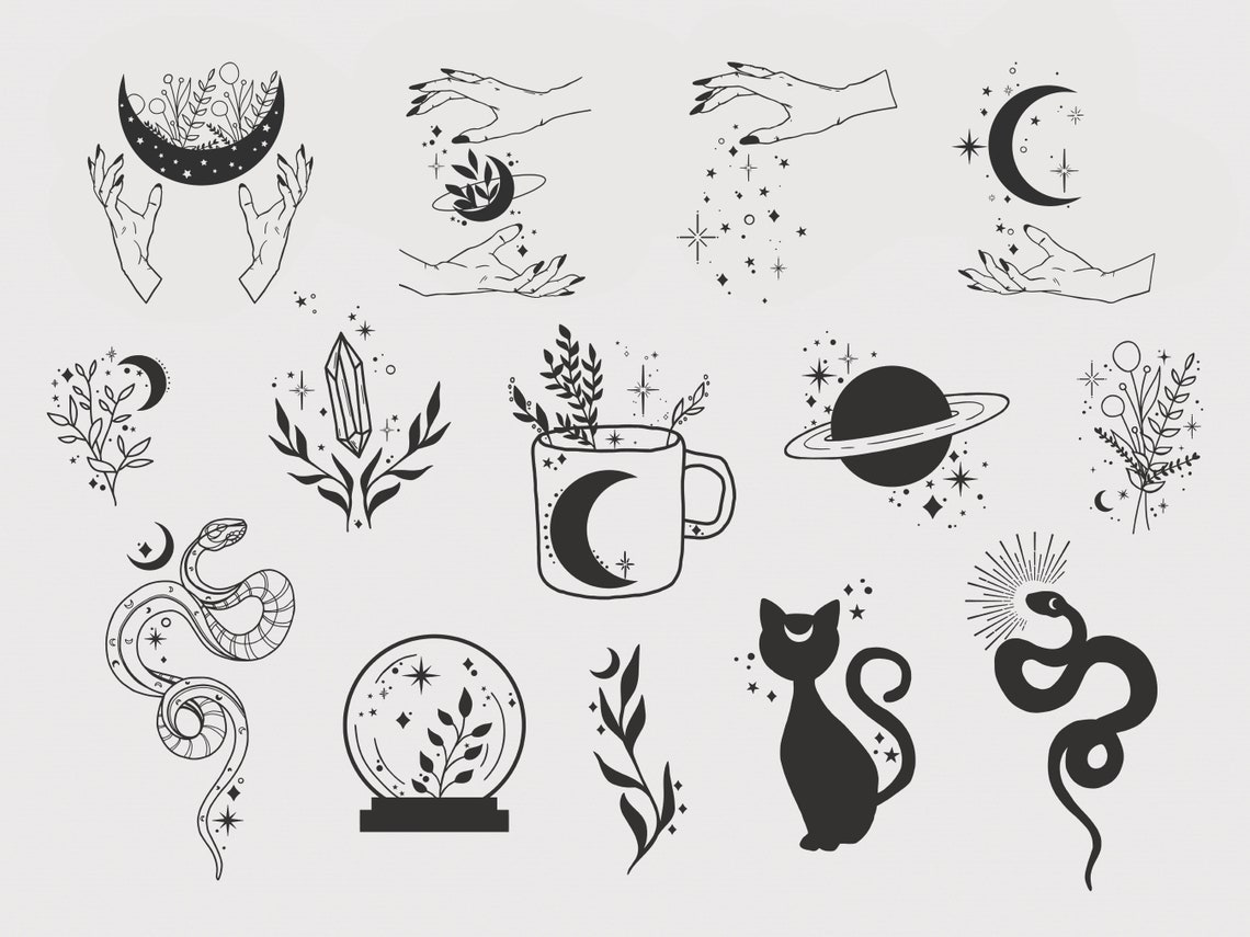 Mystical Bundle SVG, Witchy Collection, Mystery Symbols, Moon SVG ...