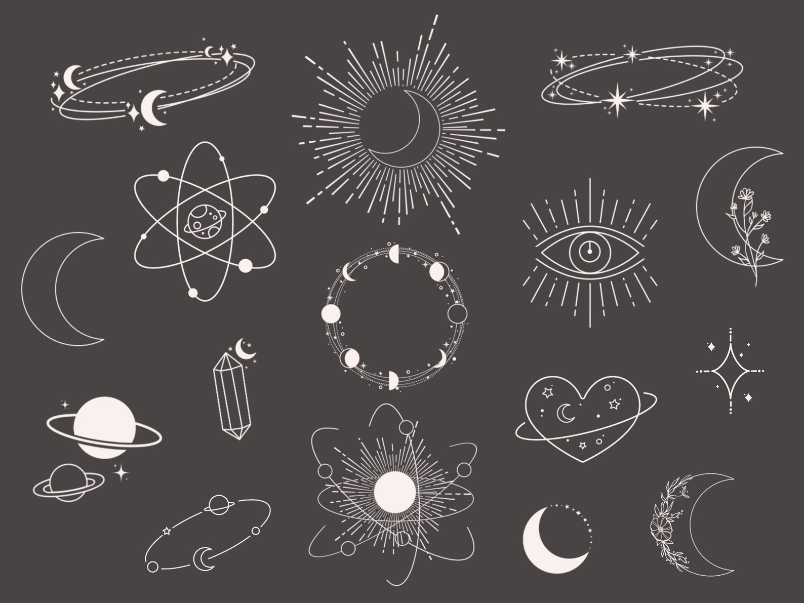 Procreate Cosmic Stamps, Space Graphic Stamps, Mystical Moon Stamps ...