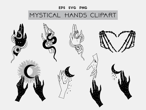 Witch Hands SVG Halloween Clipart Magical Hands Logo | Etsy