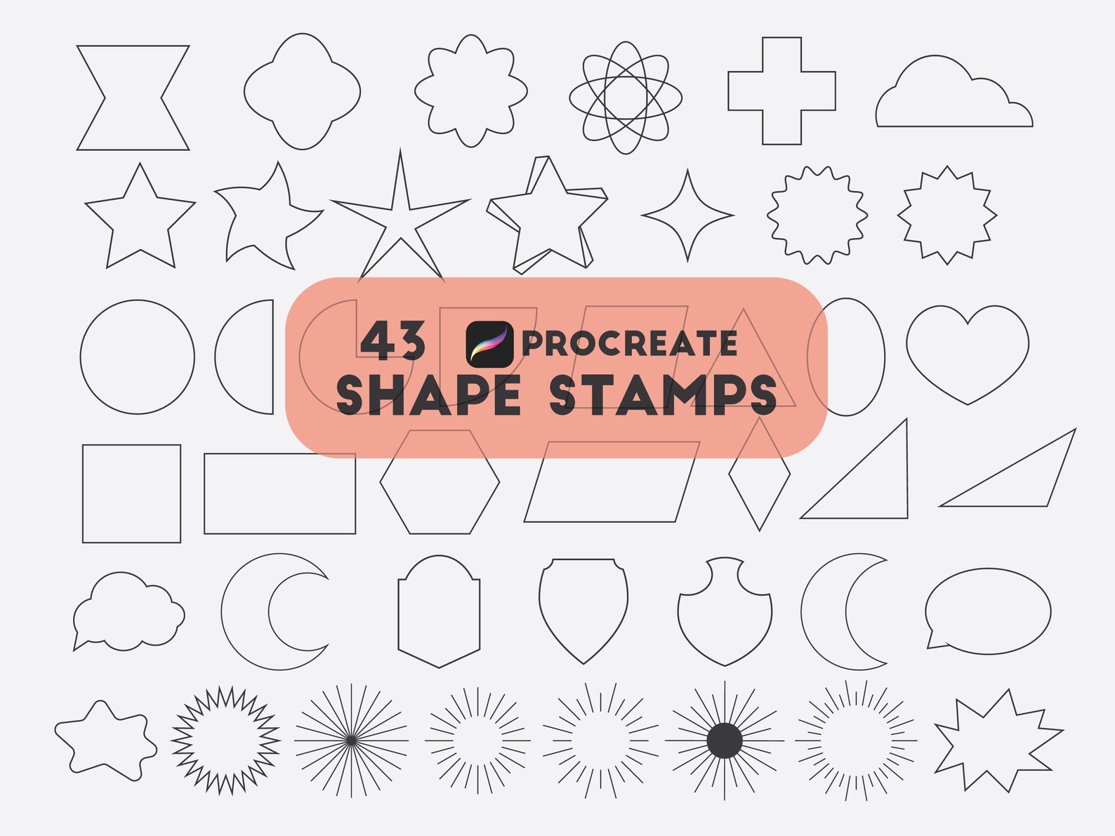 Simple Shape Procreate Brushes - Basic Shape Stamps, Geometric ...