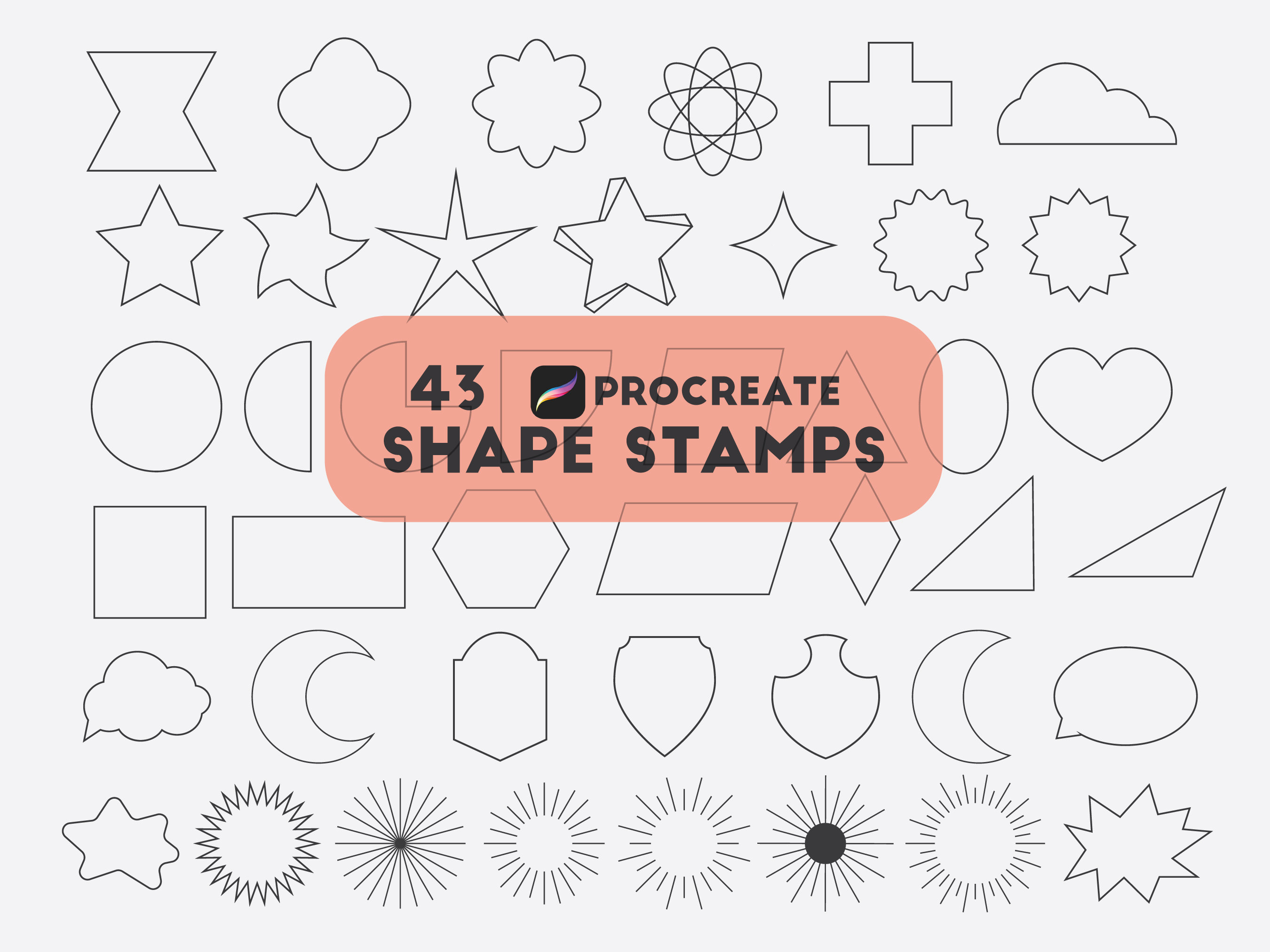 Simple Shape Procreate Brushes - Basic Shape Stamps, Geometric ...