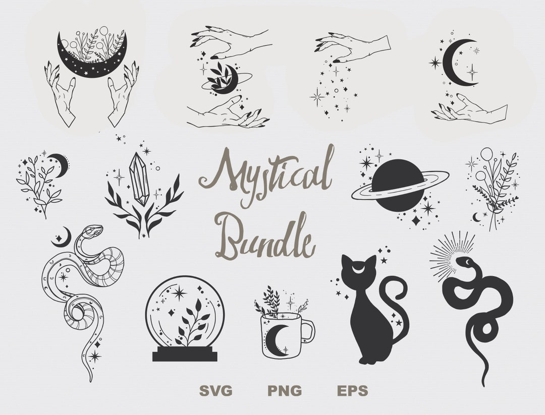 Mystical Bundle SVG, Witchy Collection, Mystery Symbols, Moon SVG ...