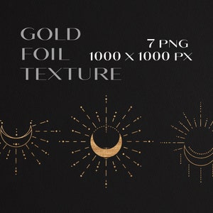 Gold Foil Moon Overlay PNG - Gold Celestial Png | Digital Moon PNG With ...