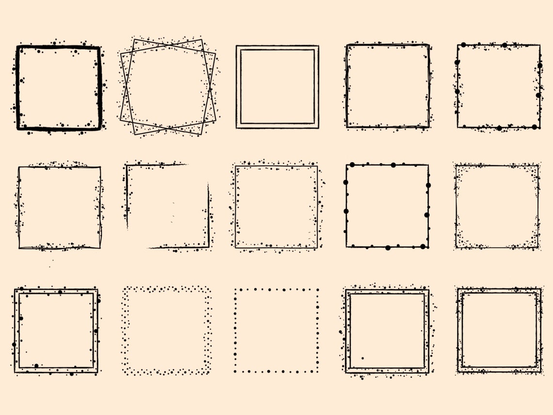 15 Square Frames Procreate Stamps, Square Frames Bundle Stamps, Frames ...