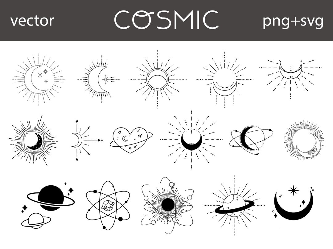 Cosmic SVG Elements | Moon Svg | Mystical Clipart | Mystery Symbols Png ...
