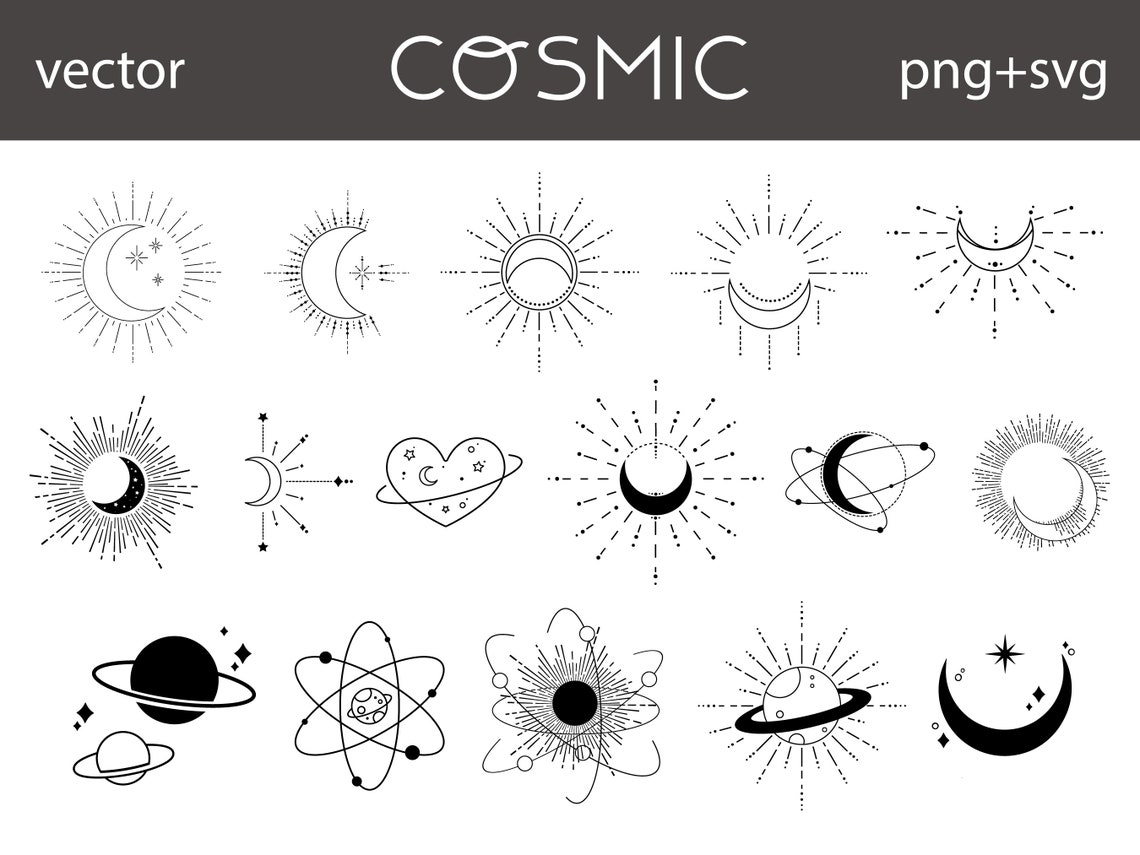 Cosmic SVG Elements | Moon Svg | Mystical Clipart | Mystery Symbols Png ...