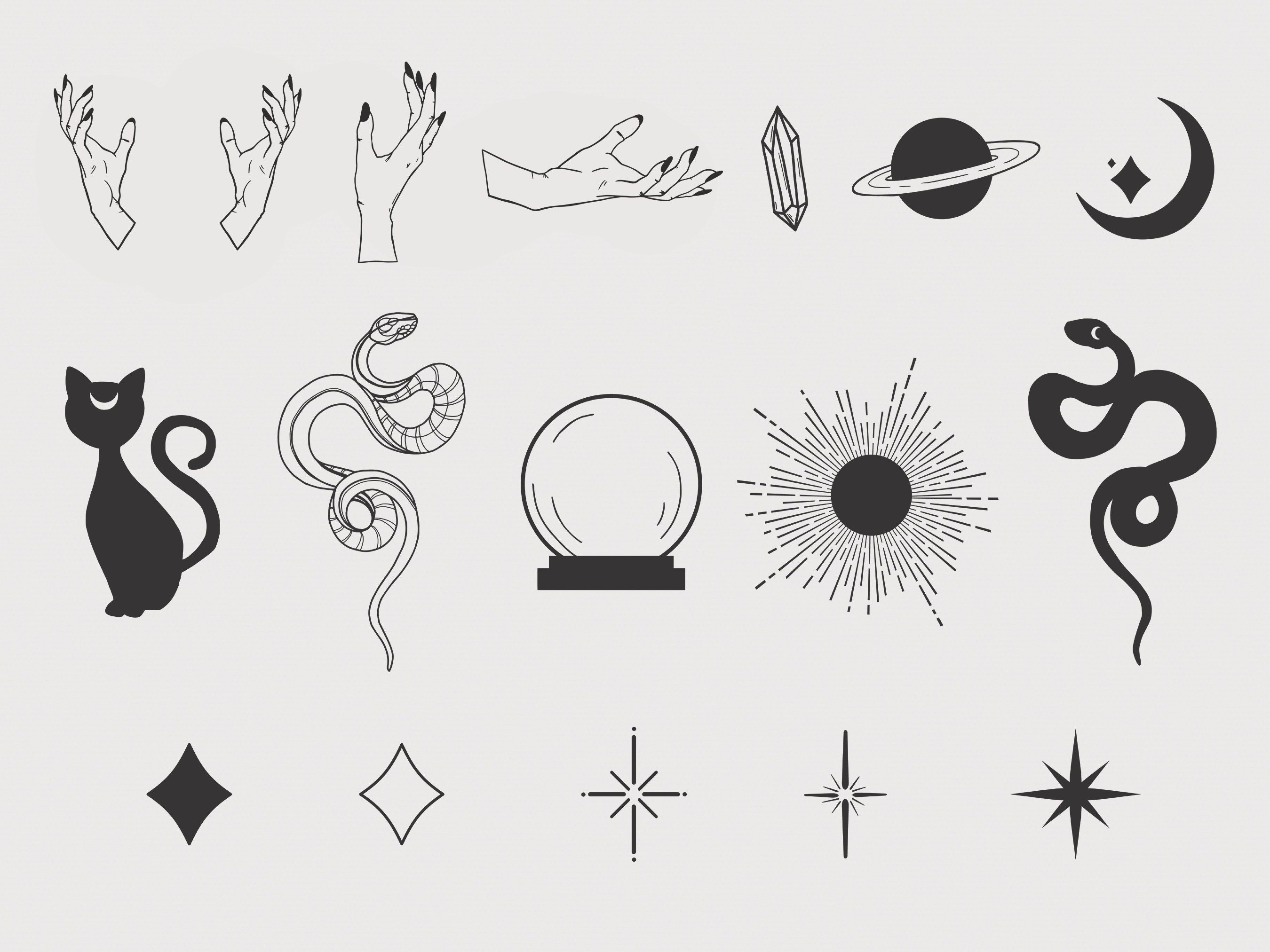 Mystical Bundle SVG, Witchy Collection, Mystery Symbols, Moon SVG ...