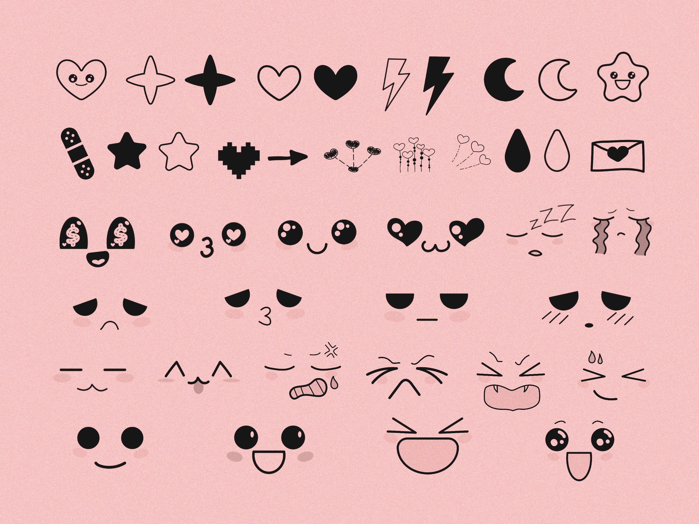 Cute Procreate Brush Pack Doodle Procreate Stamps Kawaii Procreate Brushes Cute Faces Emoji Fun