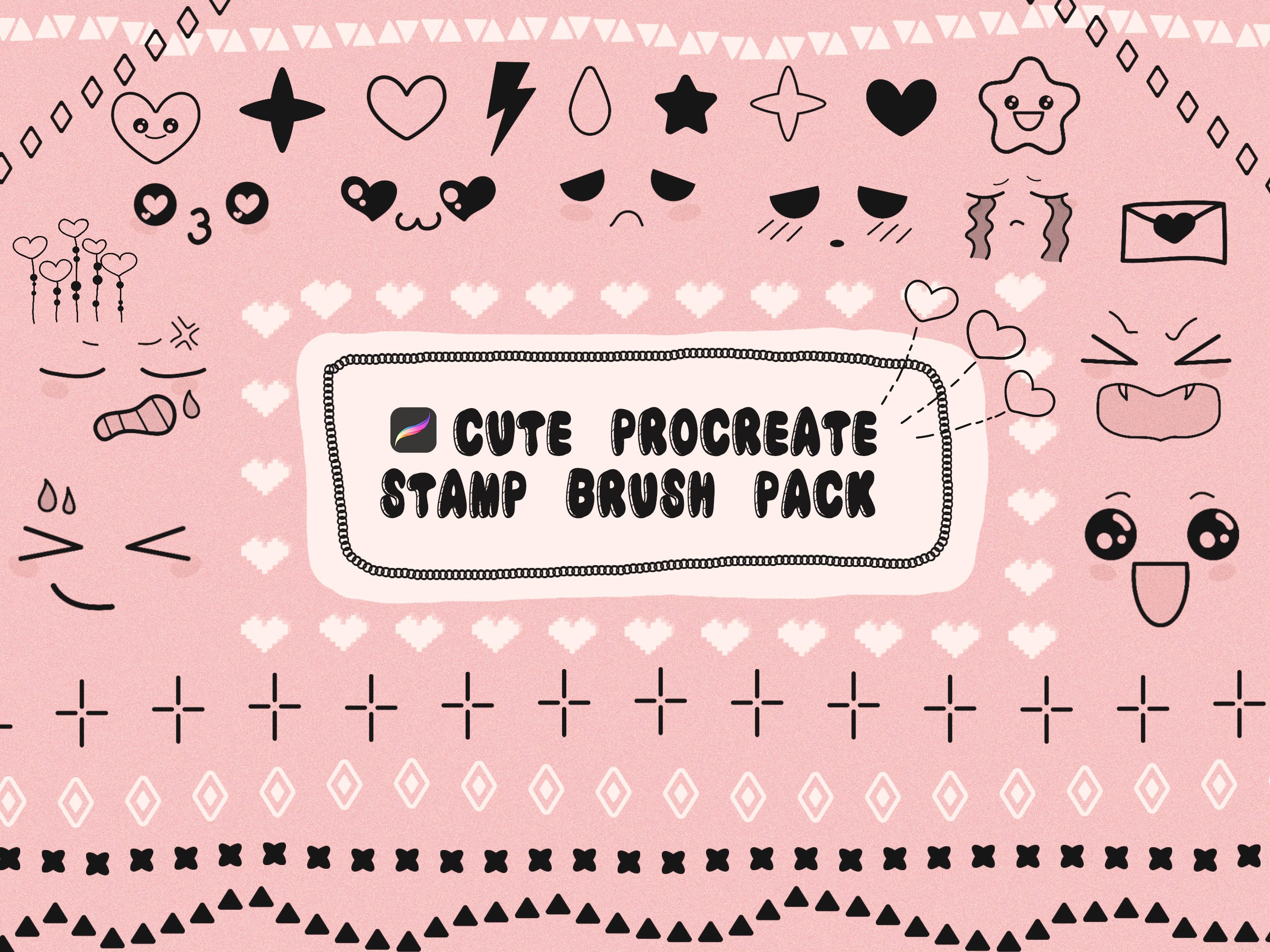 Cute Procreate Brush Pack Doodle Procreate Stamps Kawaii Procreate Brushes Cute Faces Emoji Fun