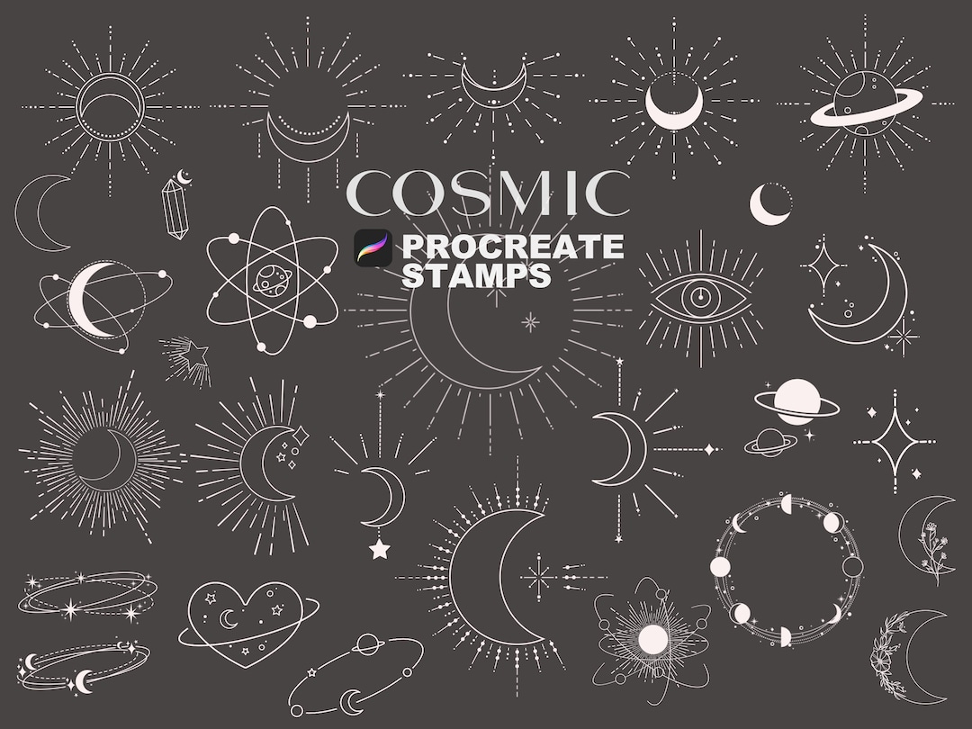Procreate Cosmic Stamps, Space Graphic Stamps, Mystical Moon Stamps ...