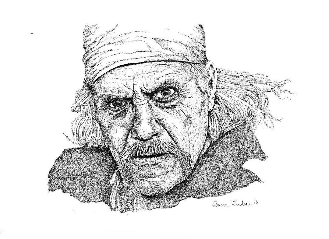 Crazed Man With Intense Stare-ink Illustration-original Pen and Ink ...