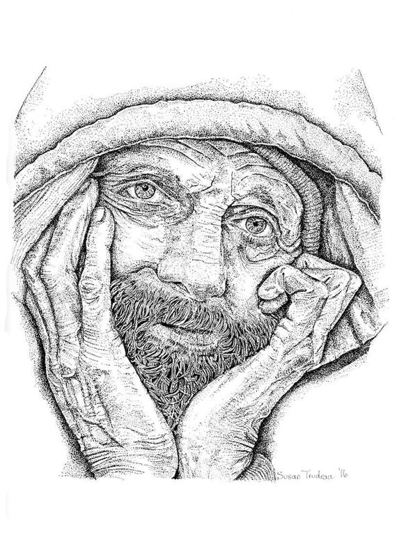 Realistic Old Man Drawing