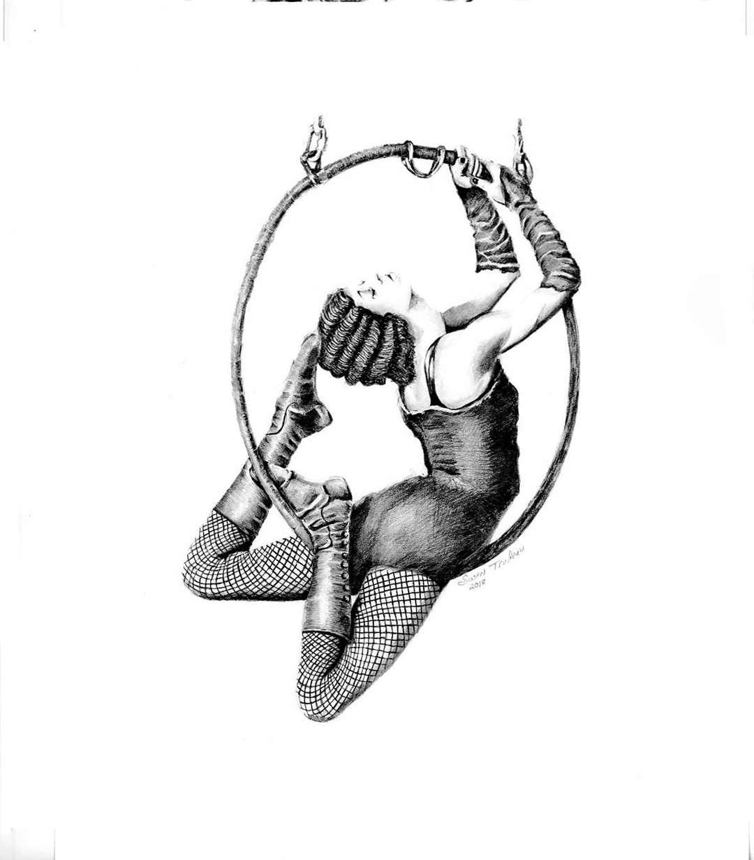 Circus Nostalgia-acrobatic Woman-realistic Drawing of a Woman-graphite ...