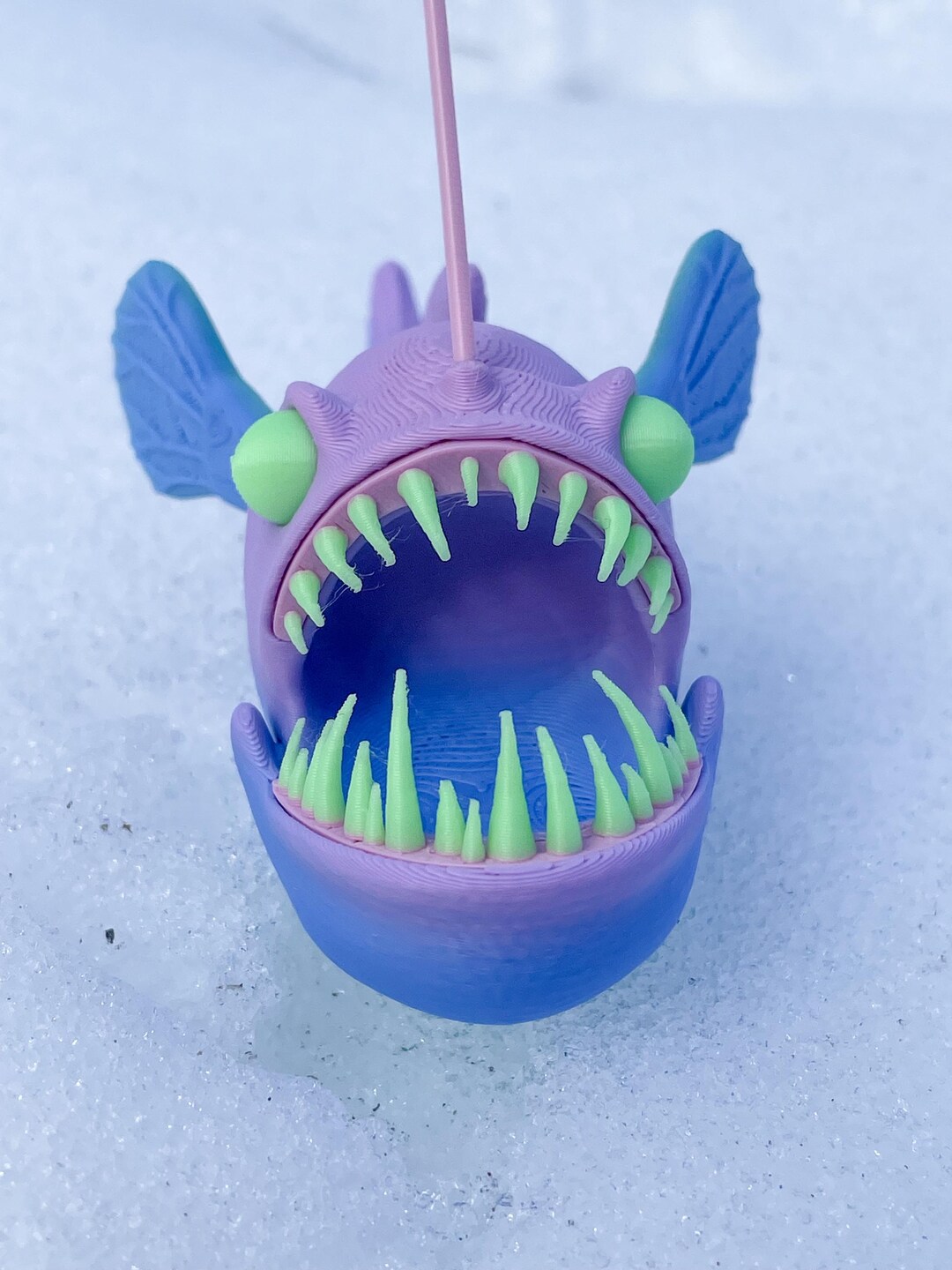 Angler Fish Decor 3D Printed Glow in the Dark, Desk Buddy, Emotional ...