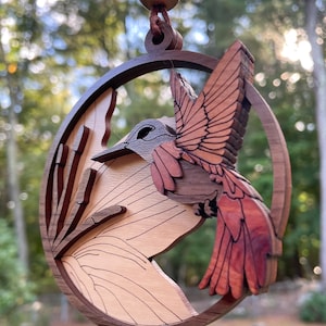 Hummingbird Ornament, 3D Hummingbird, Heirloom Wood Nature Ornament ...