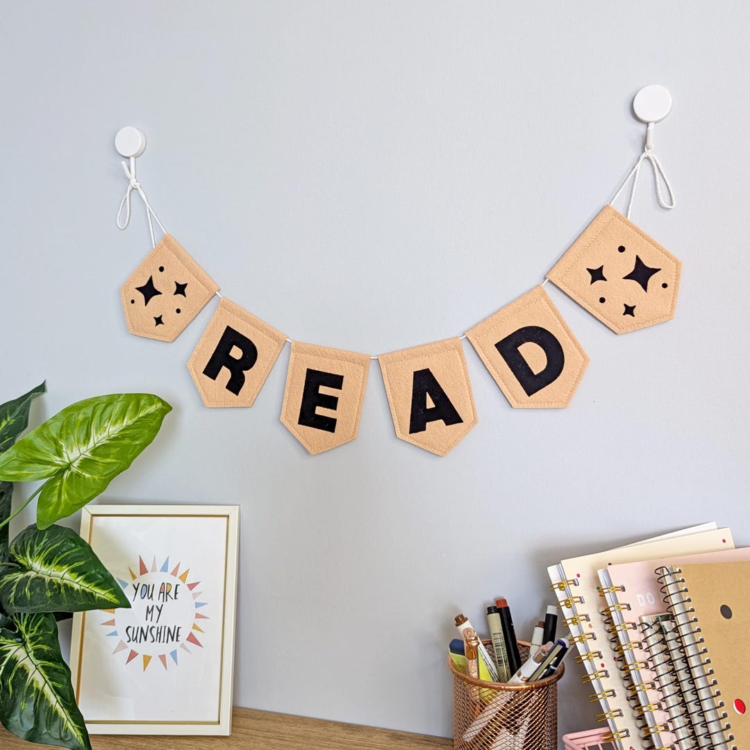 Kids Reading Corner Felt Bunting: READ Garland for Homeschool Bookshelf ...