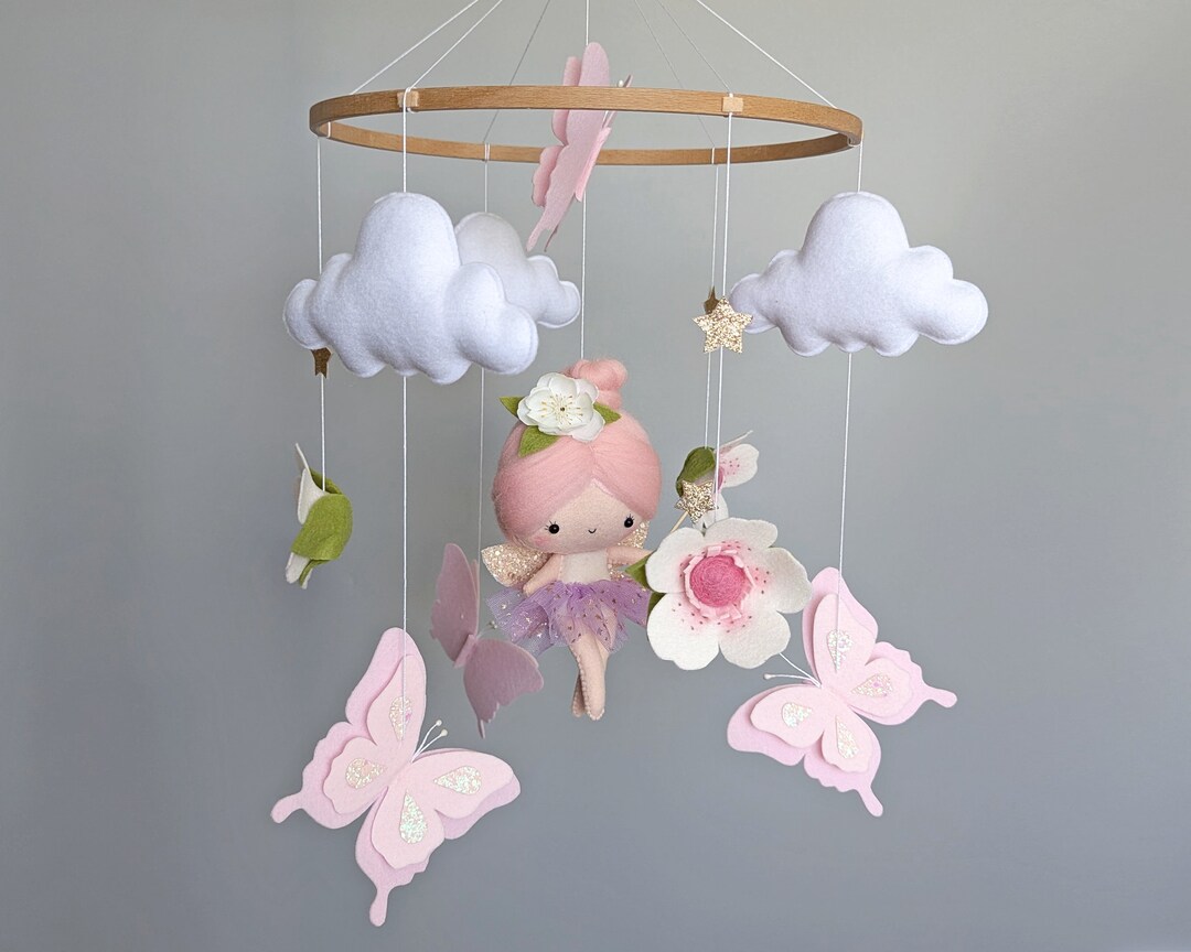 Girl Mobile Fairy Nursery Mobile Butterfly Fairy Mobile Princess ...