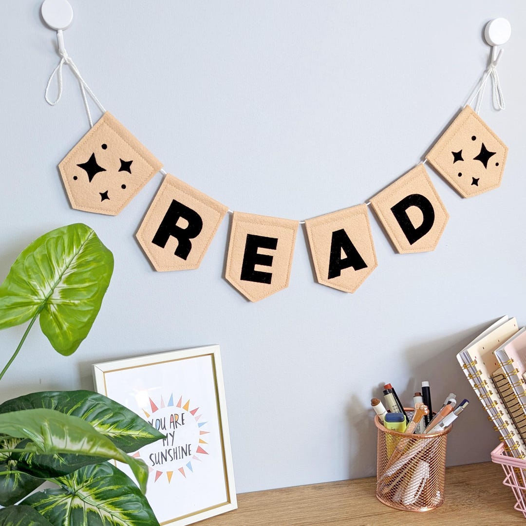 READ Bunting Reading Nook Kids Decor - Study Learning Corner Garland ...
