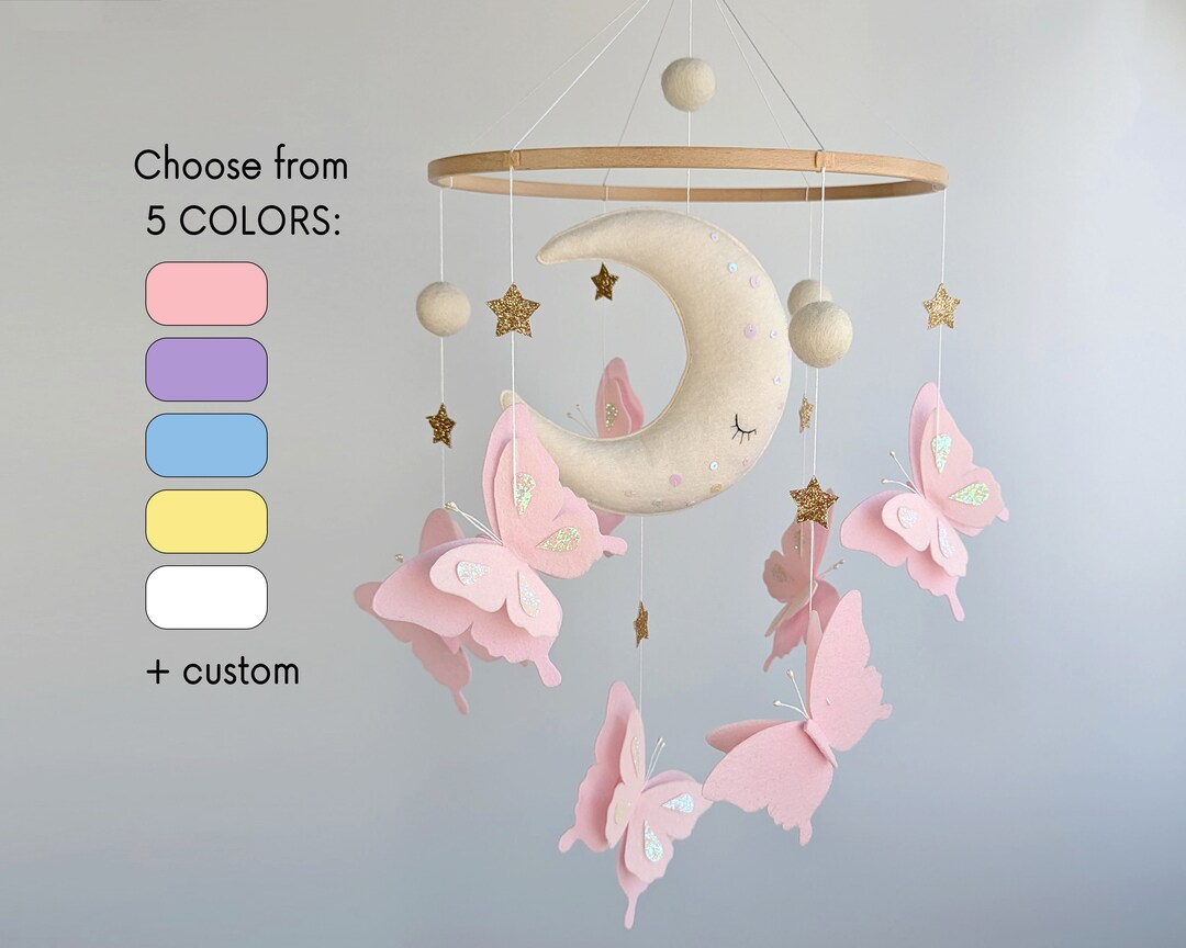 Girl Baby Mobile Butterfly Nursery Mobile Butterflies Neutral Mobile ...